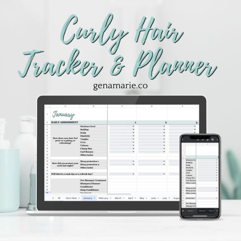 Curly Hair Tracker & Planner Spreadsheet - Gena Marie