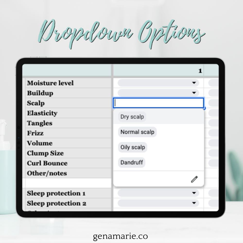 Curly Hair Tracker & Planner Spreadsheet - Gena Marie